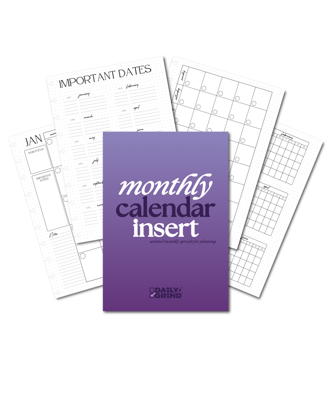 Monthly Calendar Insert